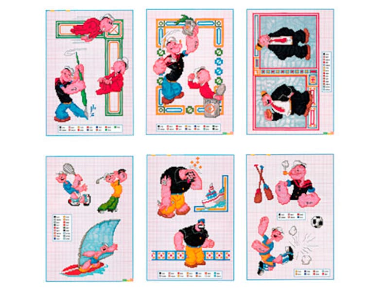 Set of Popeye Vintage Cross Stitch Patterns to Download - PDF File - Etsy