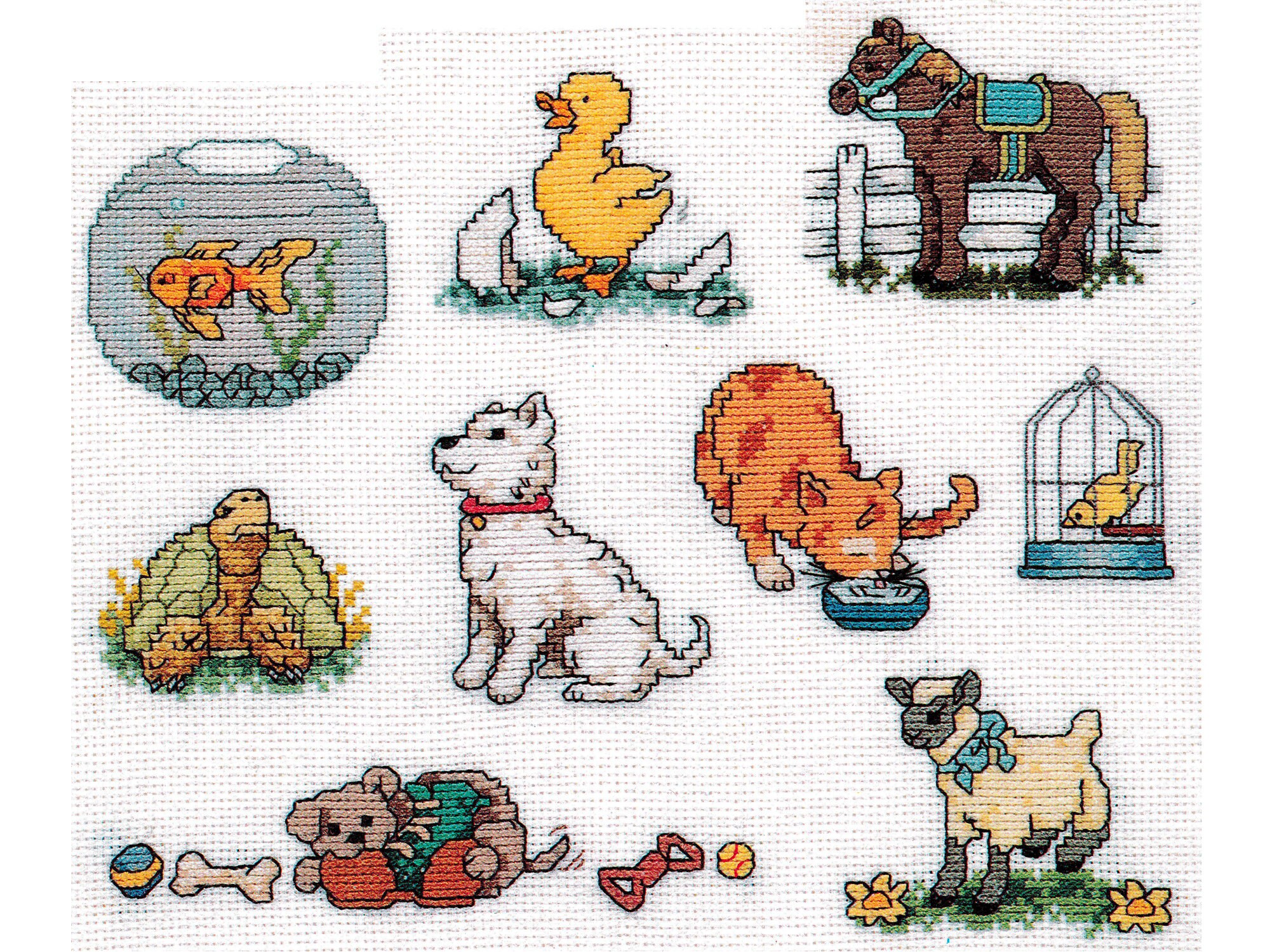 Set of Cute Animals Vintage Cross Stitch Patterns to Download PDF File ...