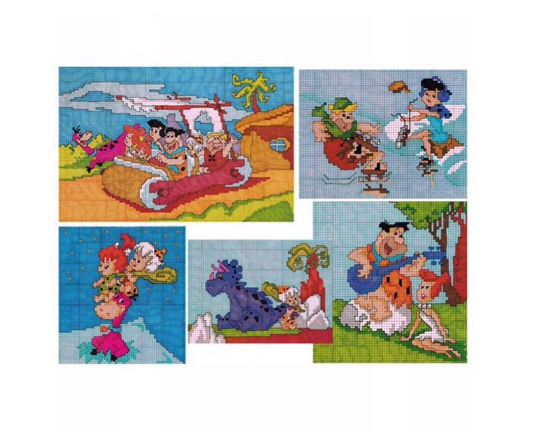 Set the Flintstones Vintage Cross Stitch Patterns to Download - PDF ...