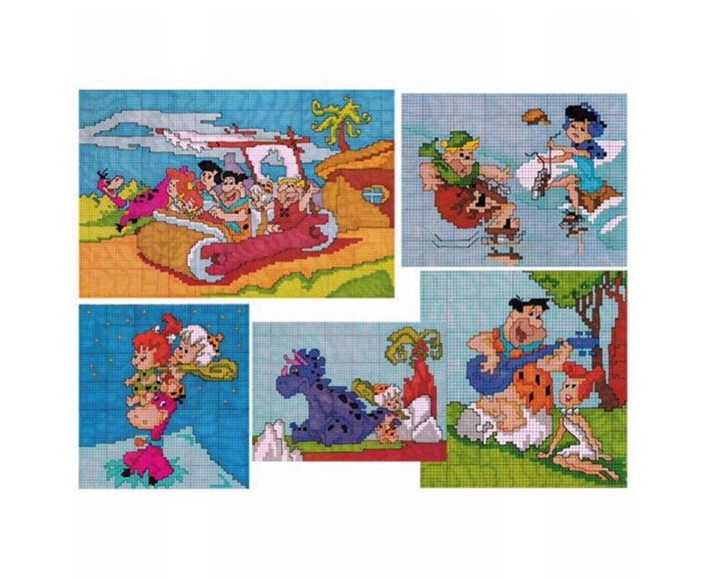 Set the Flintstones Vintage Cross Stitch Patterns to Download - PDF ...