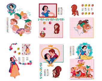 Cross Stitch Chart Snow White and the Seven Dwarfs - Etsy