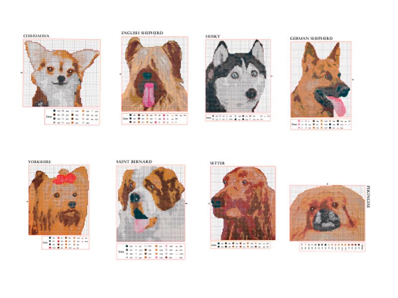 Vintage Set of 17 Dog Breeds Cross Stitch Charts - Patterns to Download ...