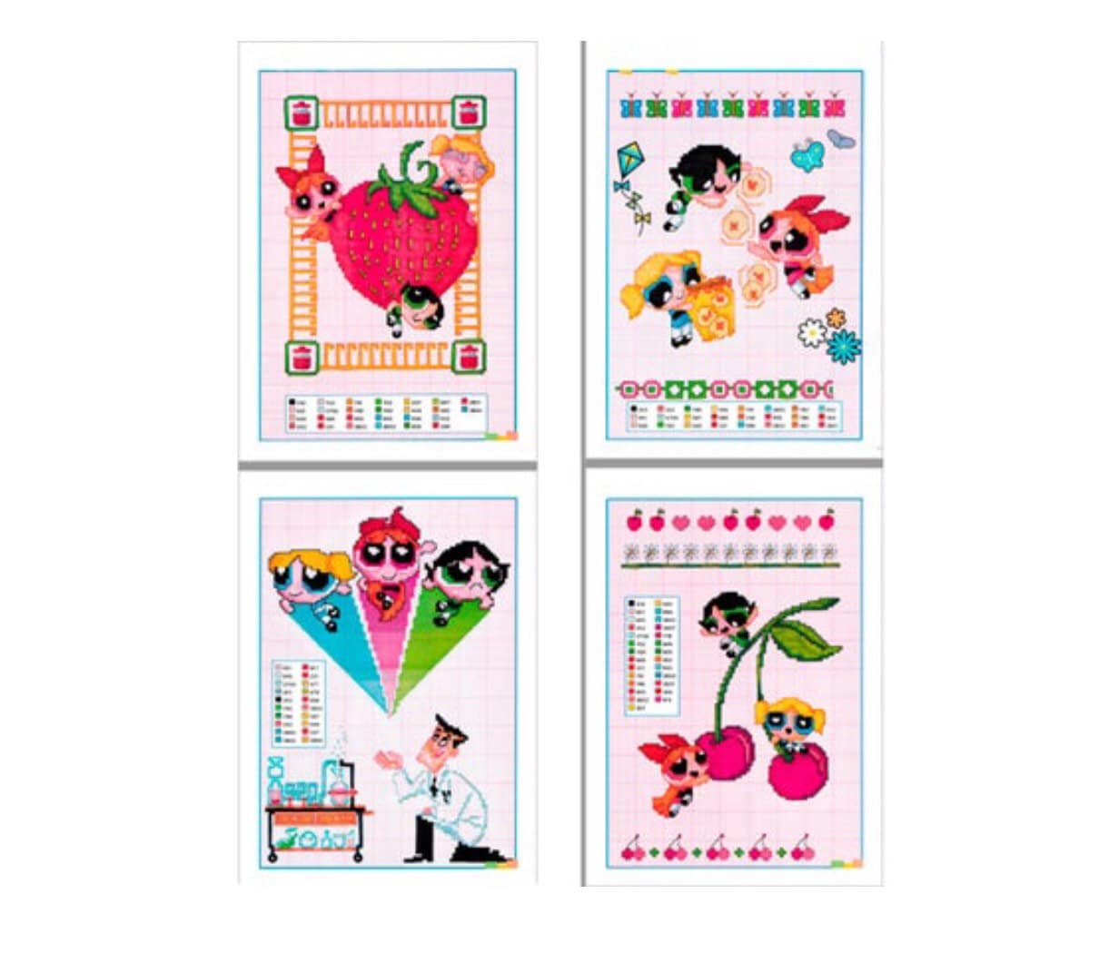 The Powerpuff Girls Set of Vintage Cross Stitch Pattern to Download ...