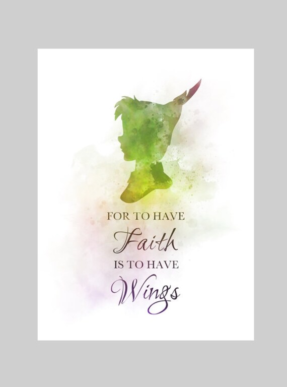 Peter Pan Quote ART PRINT Faith Wings Inspirational | Etsy