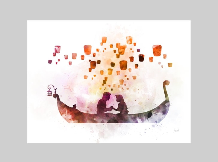 Tangled Lantern Scene ART PRINT Rapunzel Princess Nursery - Etsy