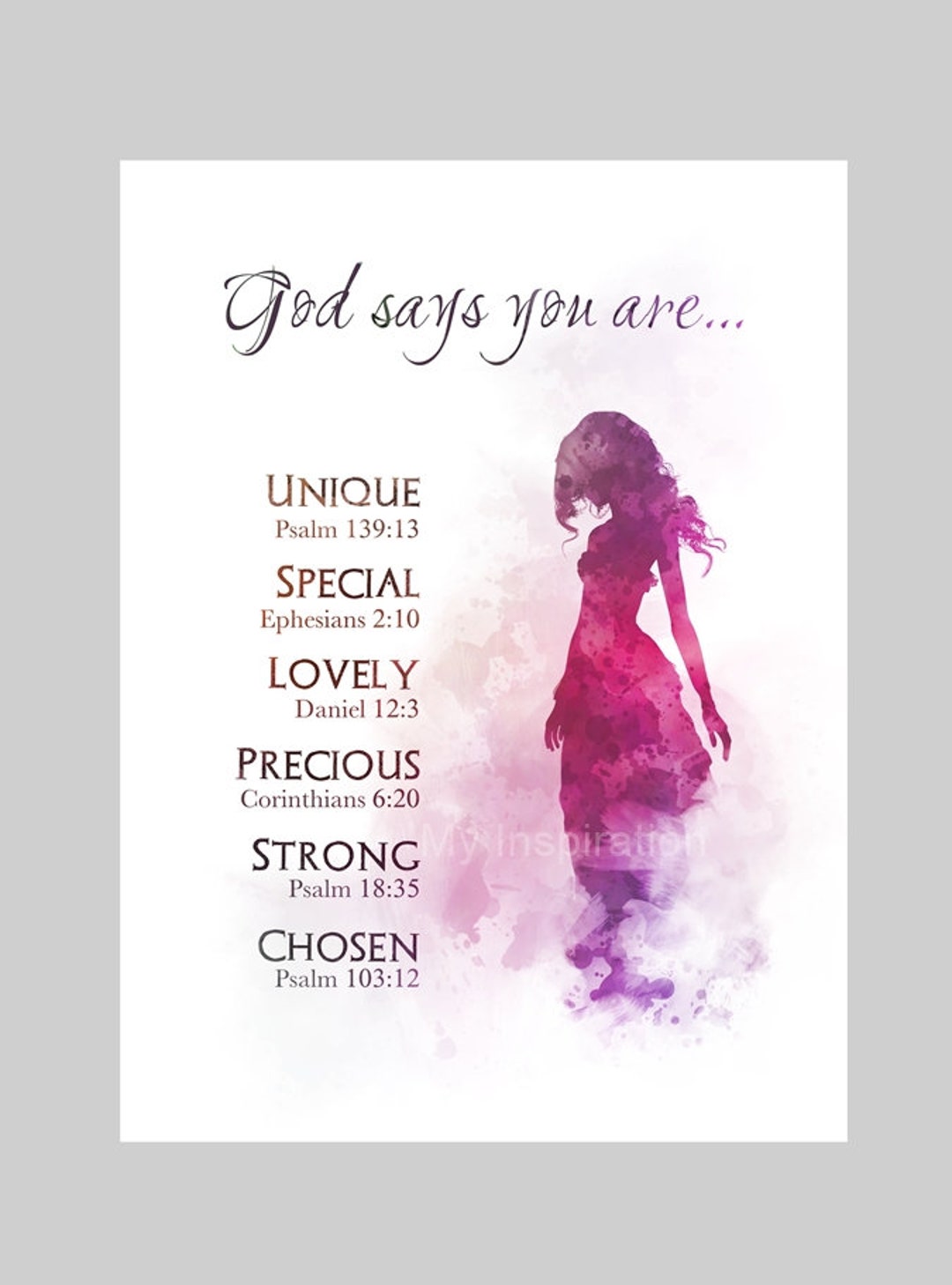 God Says You Are, ART PRINT, Inspirational, Encouraging Bible Verses ...