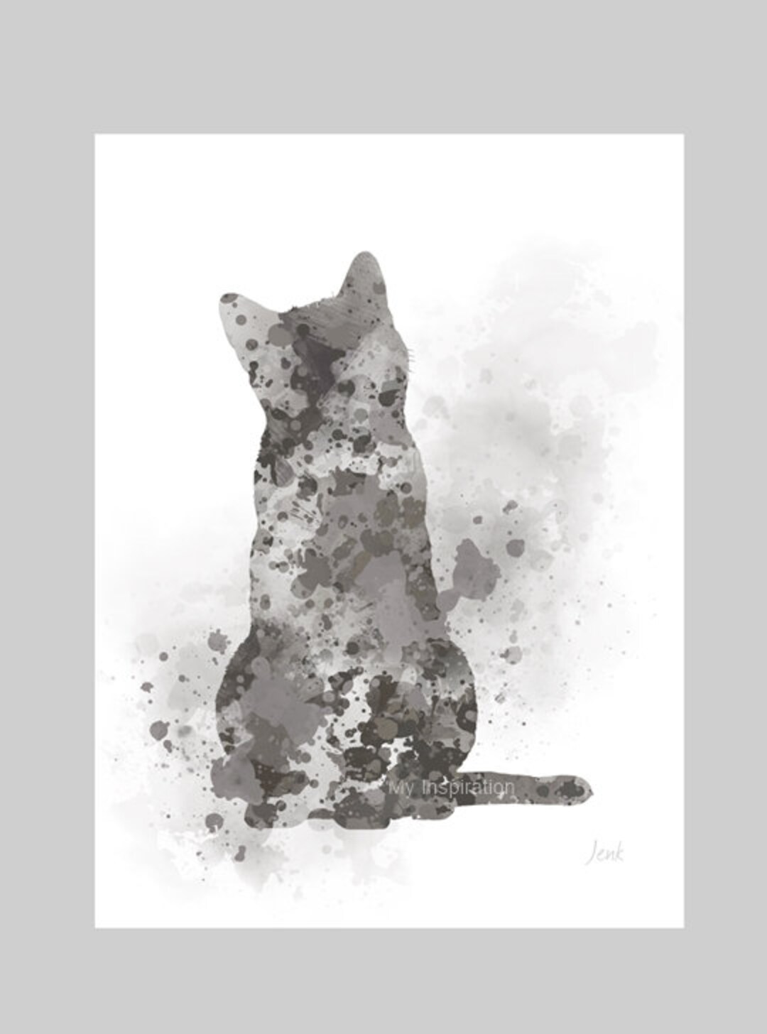 Grey Cat ART PRINT Animal, Pet, Gift, Wall Art, Home Decor - Etsy