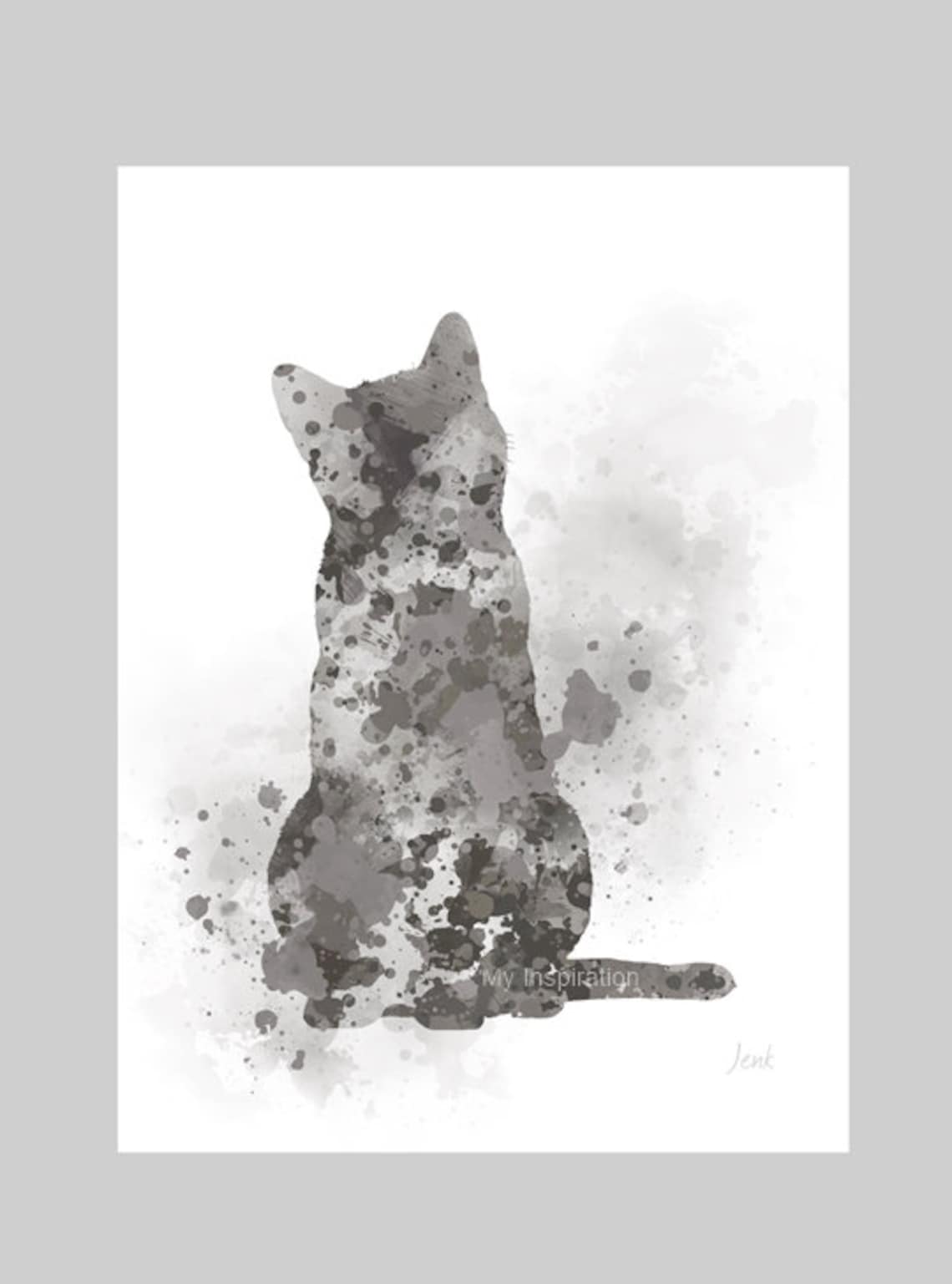 Grey Cat ART PRINT Animal Pet Gift Wall Art Home Decor - Etsy