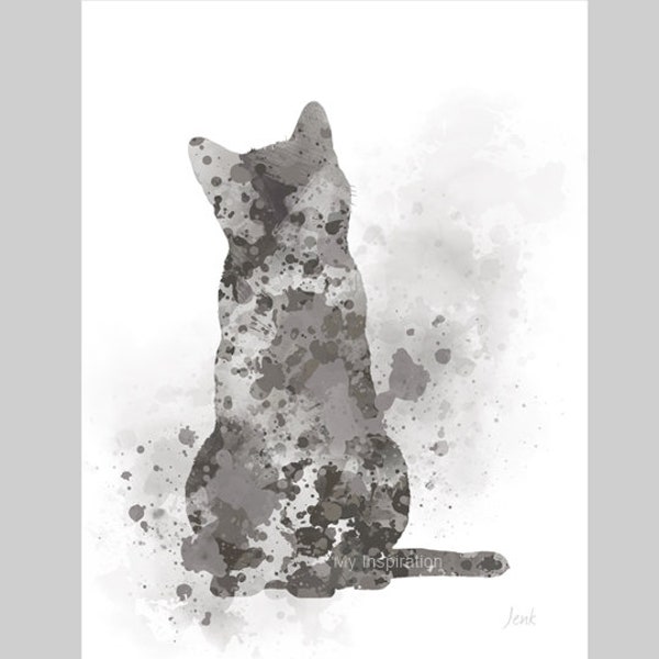Grey Cat Art - Etsy