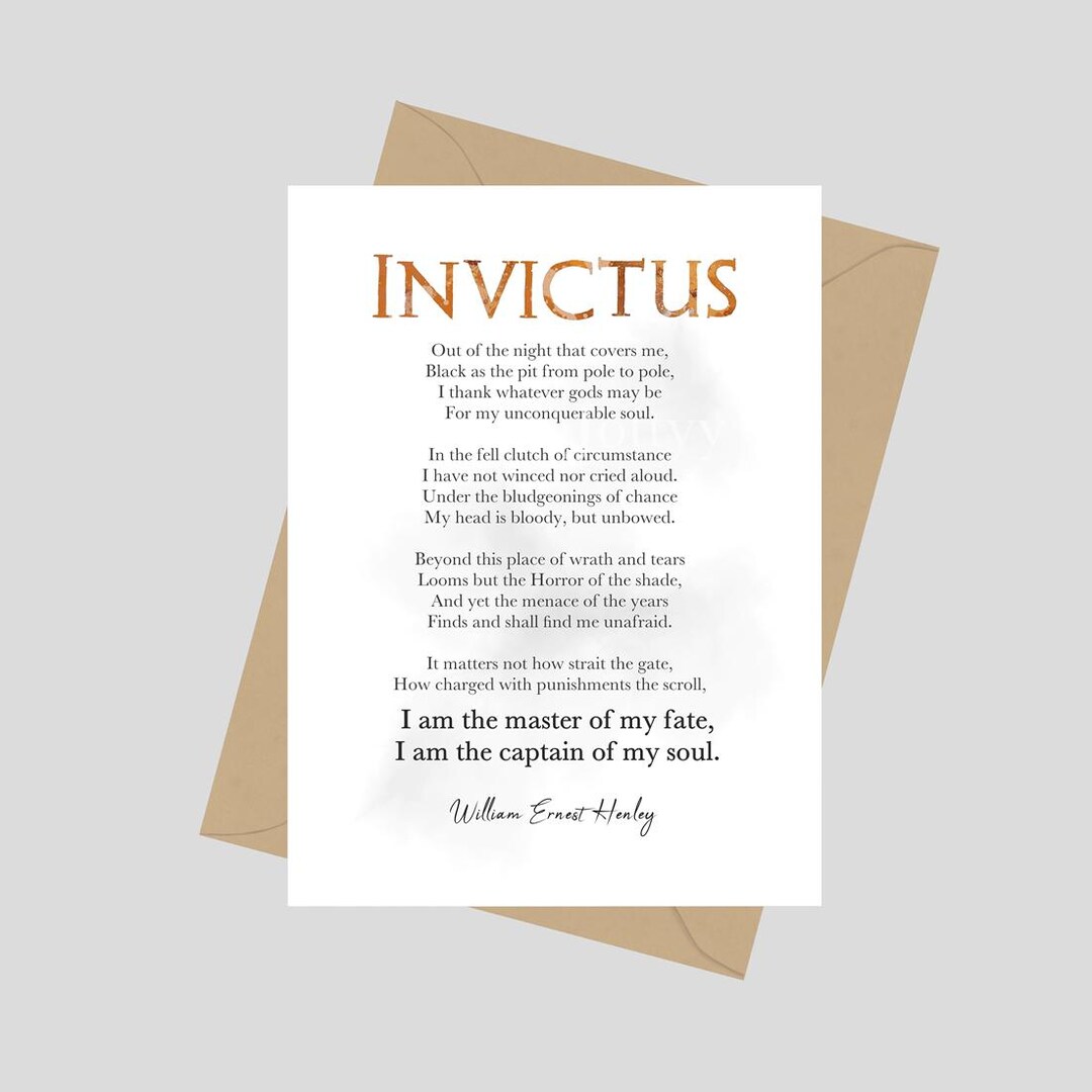 Invictus I Am the Master of My Fate, A5 Greeting Card, Out of the Night ...