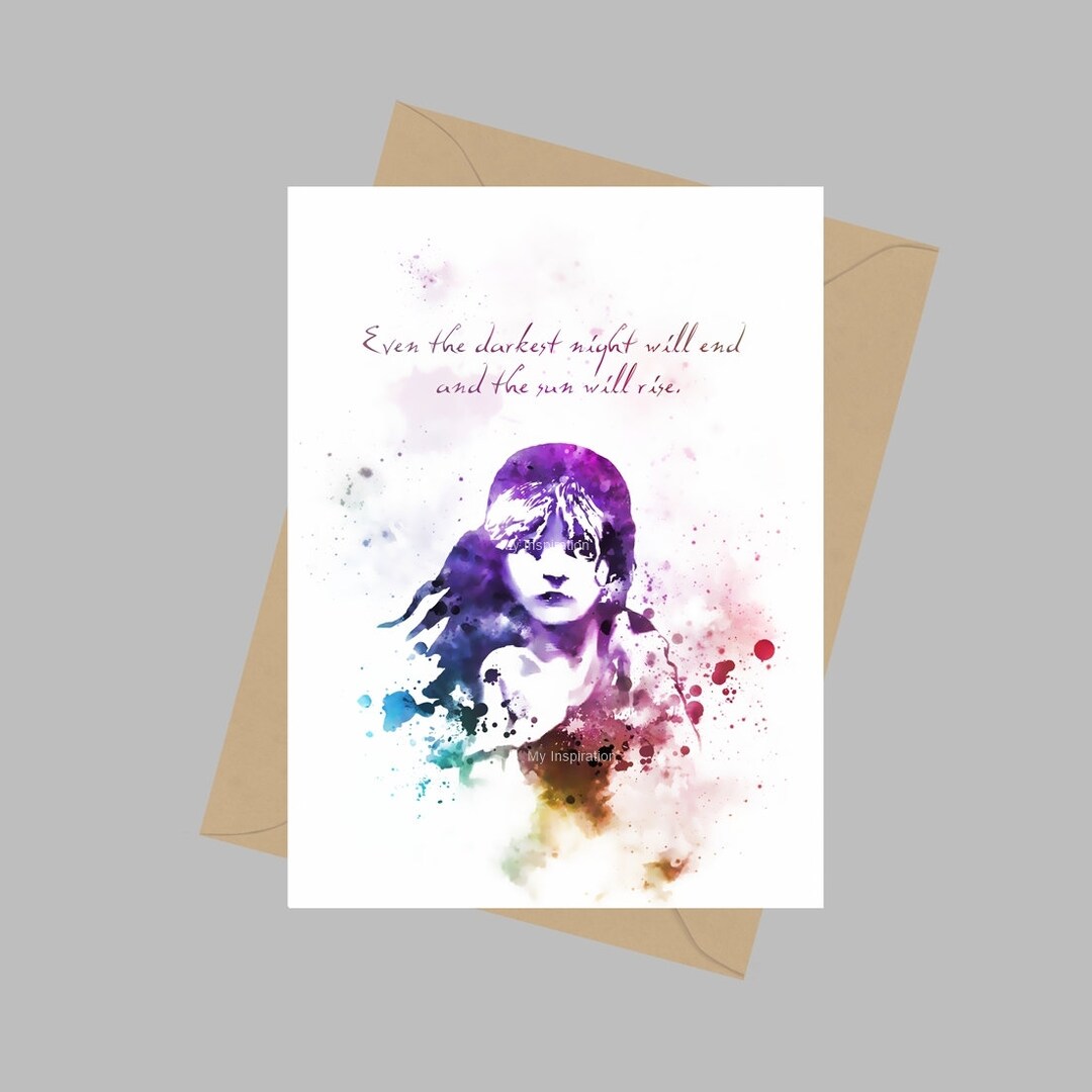 Les Miserables Victor Hugo Quote, A5 Greeting Card, Even the Darkest ...