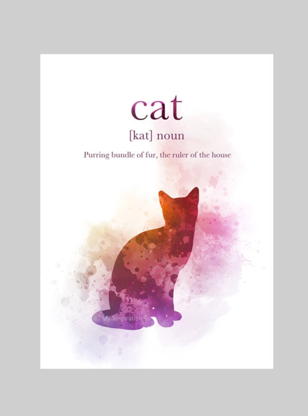 Cat Definition Quote ART PRINT Animal Pet Gift Wall Art - Etsy