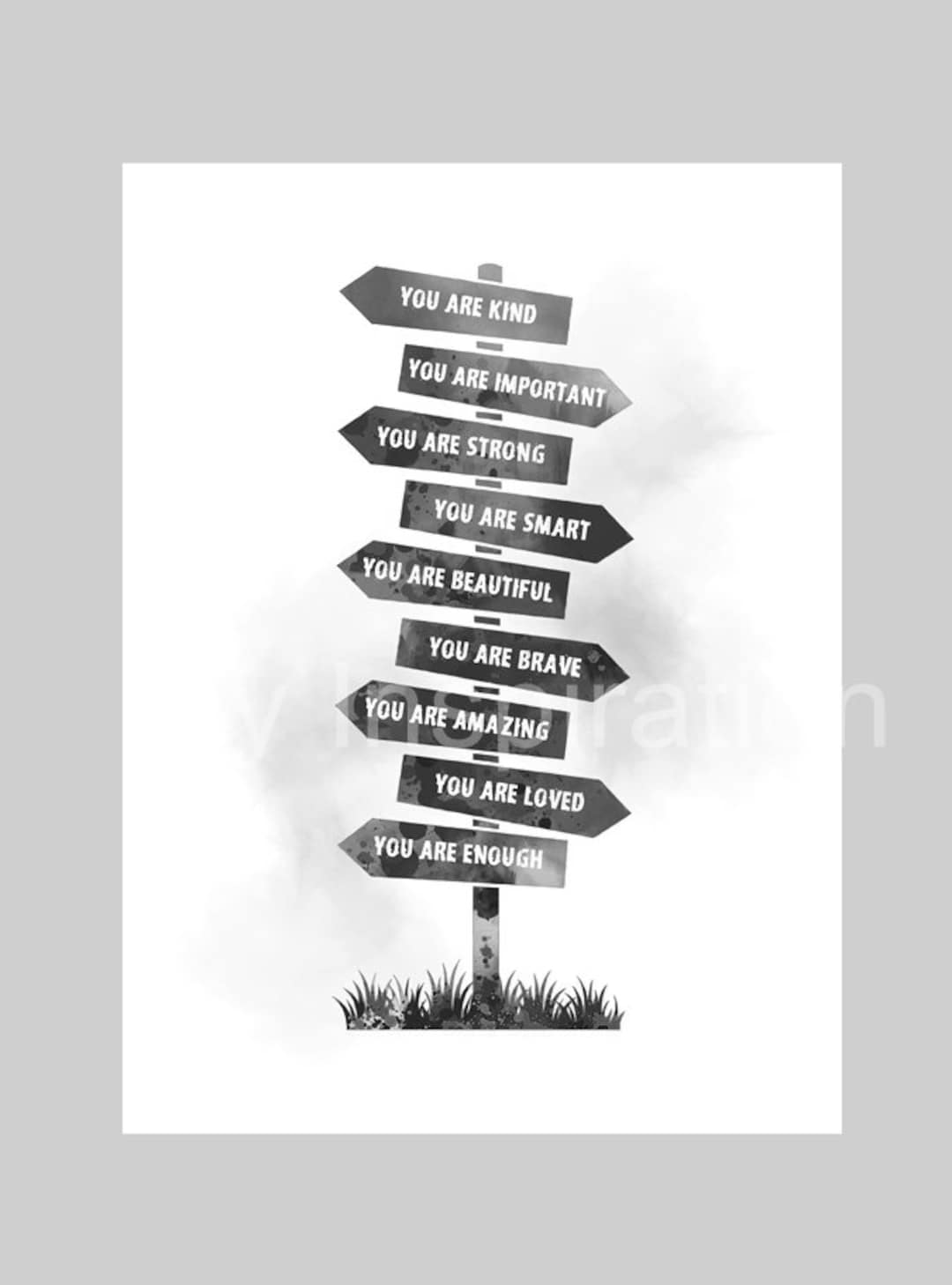 You Are Amazing Beautiful Loved Signpost Quotes, ART PRINT ...