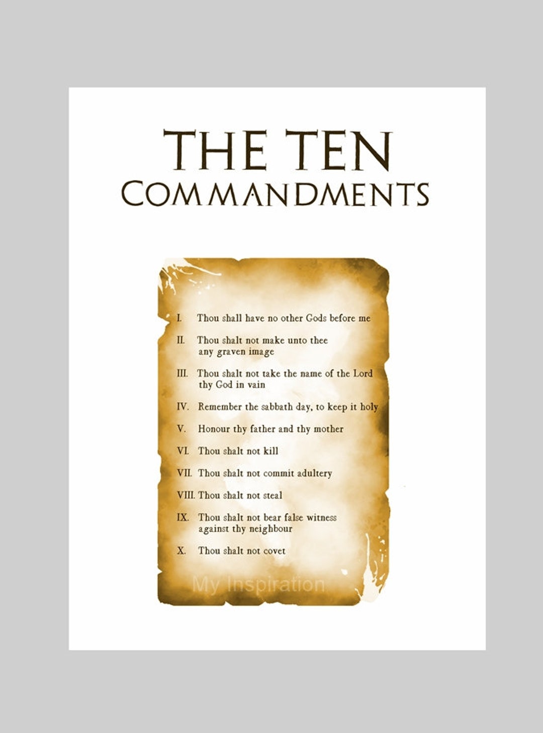 The Ten Commandments ART PRINT Scripture, Christian, Religious ...