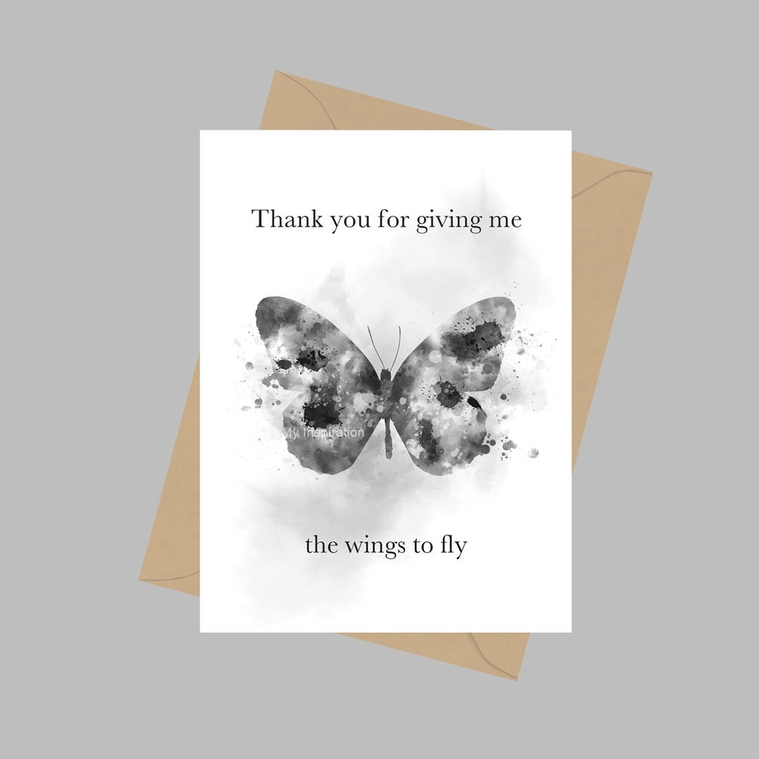 Thank You for Giving Me the Wings to Fly Quote, A5 Greeting Card, Gift ...