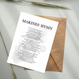 Marine Corps Hymn, A5 Greeting Card, Patriotic Gift - Etsy