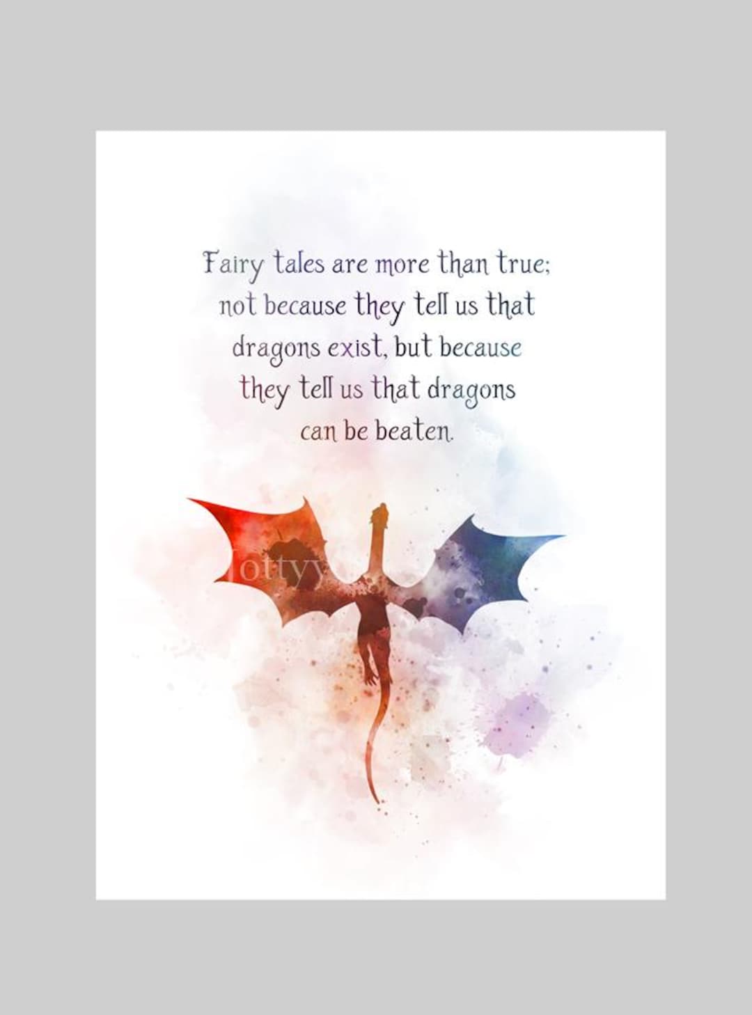 Fairy Tale Dragon Quote ART PRINT Inspirational, Nursery, Gift, Wall ...