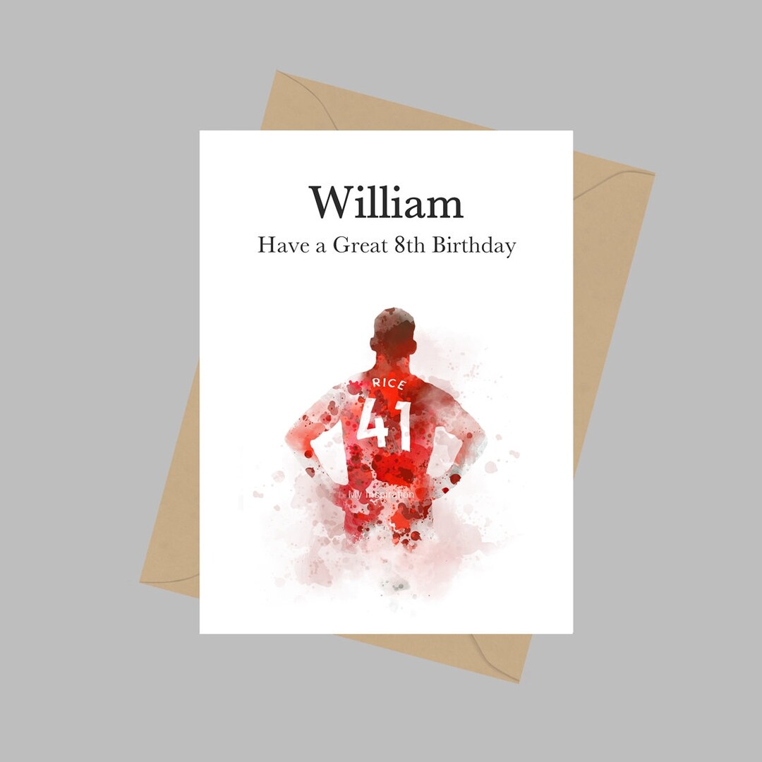Declan Rice Personalised Card, A5 Greeting Card, Birthday, Arsenal, Card for Son Daughter ...