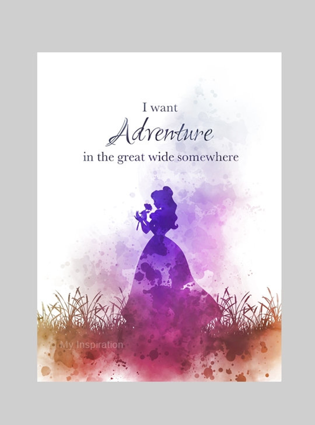 Belle Quote ART PRINT I Want Adventure in the Great Wide Somewhere ...