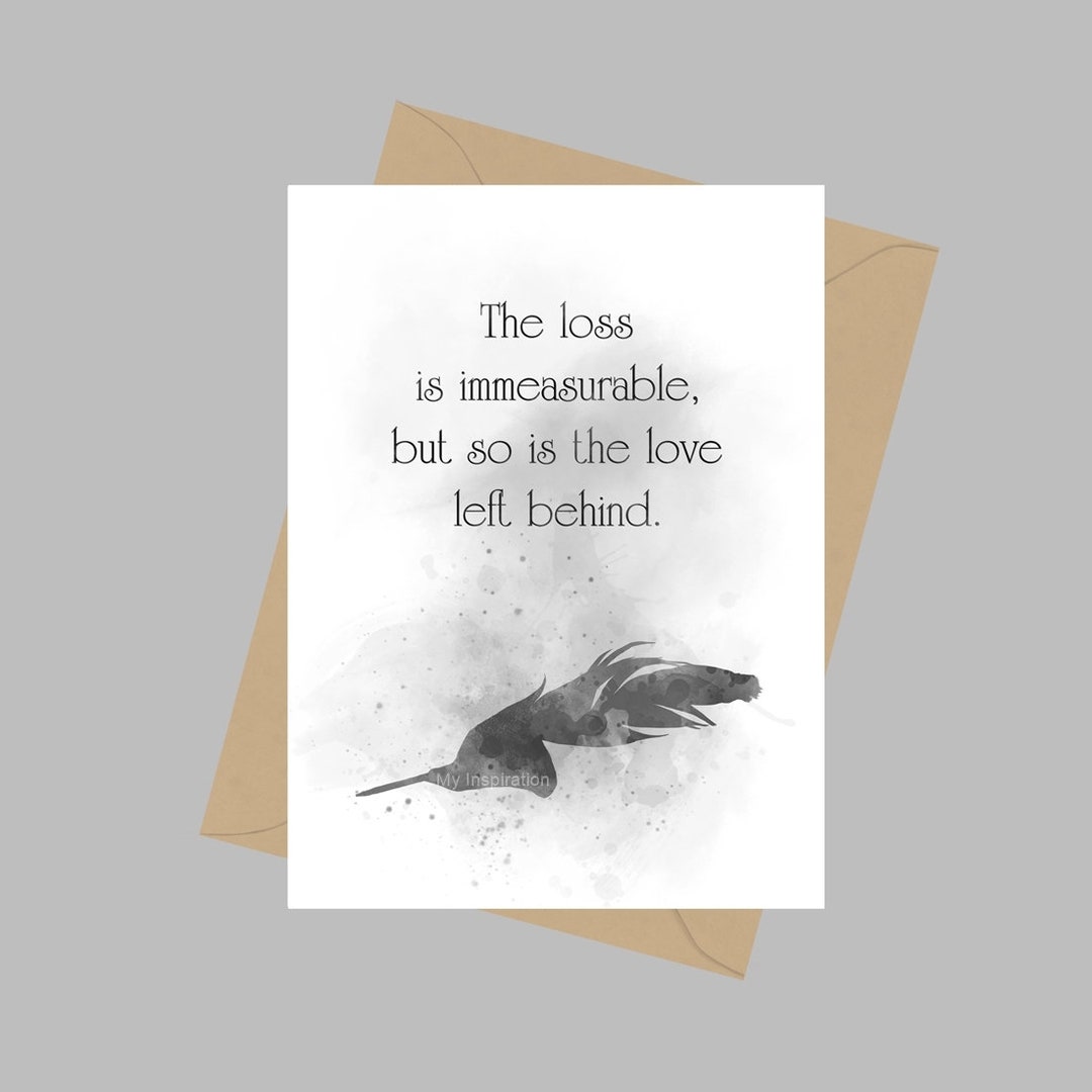 Feather Quote, A5 Greeting Card, Memorial, Sympathy, Bereavement, Gift ...