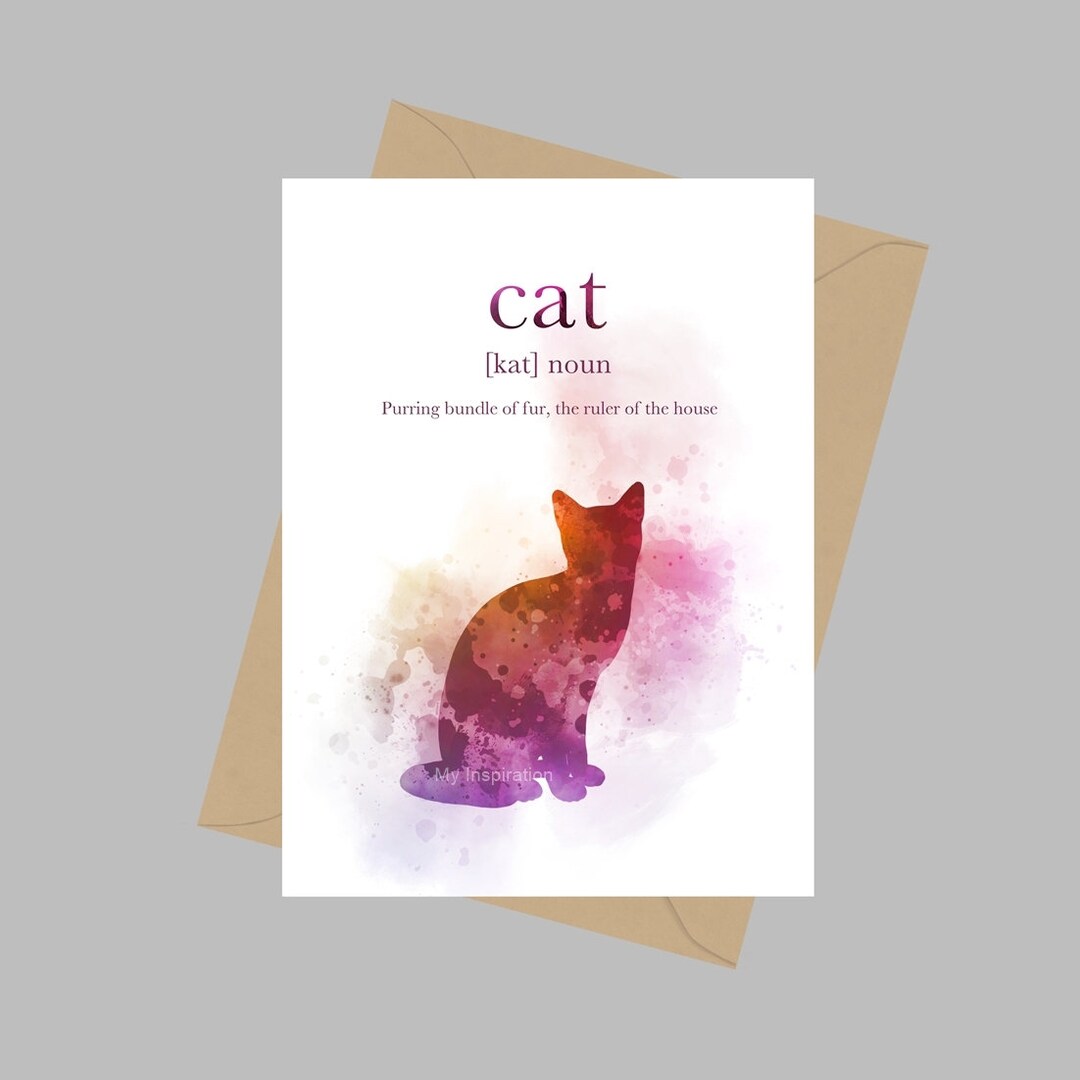Cat Definition Quote, A5 Greeting Card, Animal, Pet, Gift - Etsy