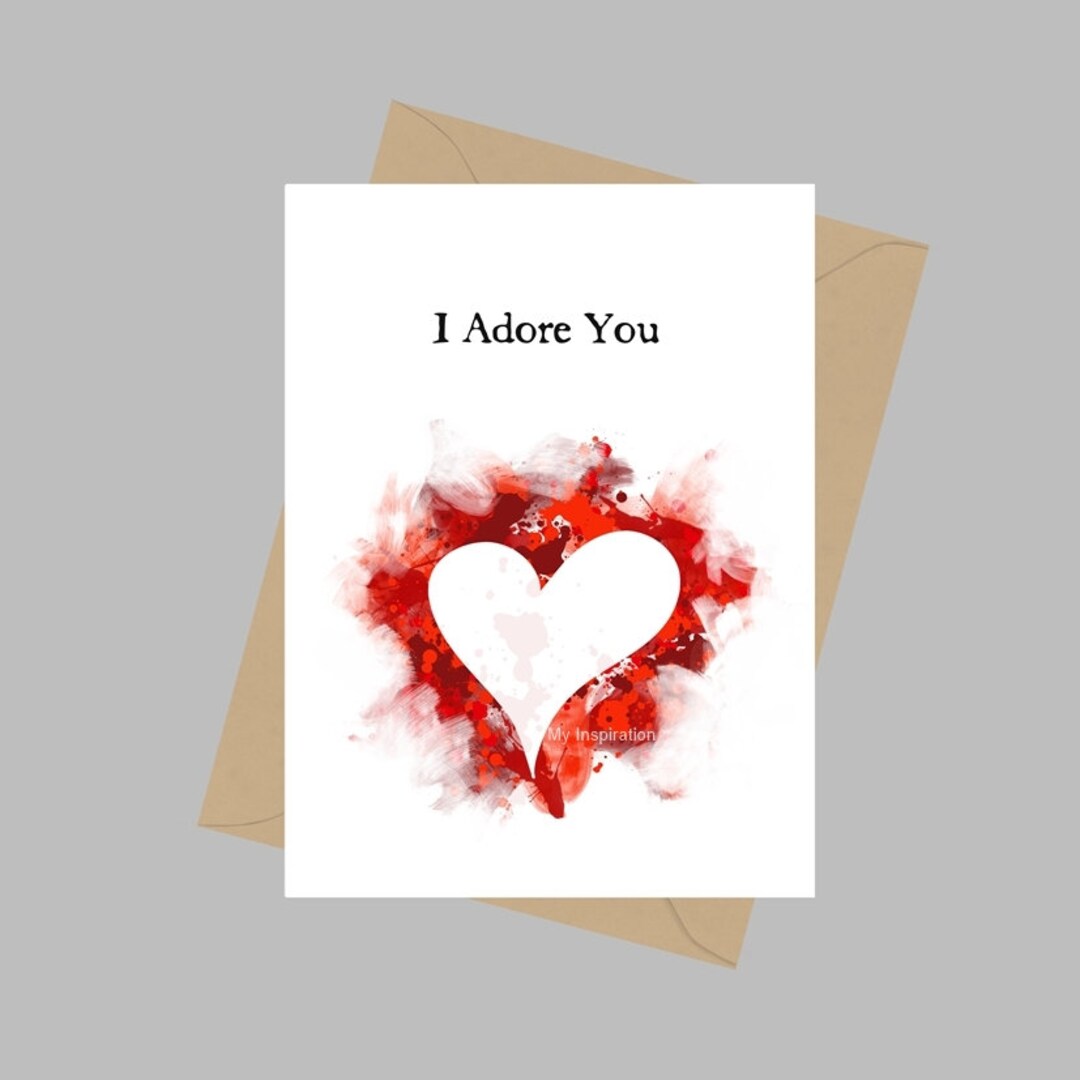 I Adore You, A5 Greeting Card, Quote, Inspirational, Gift, Romantic ...