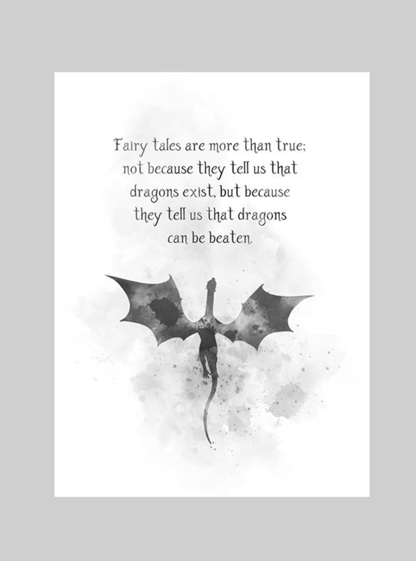 Fairy Tale Dragon Quote ART PRINT Inspirational Nursery | Etsy