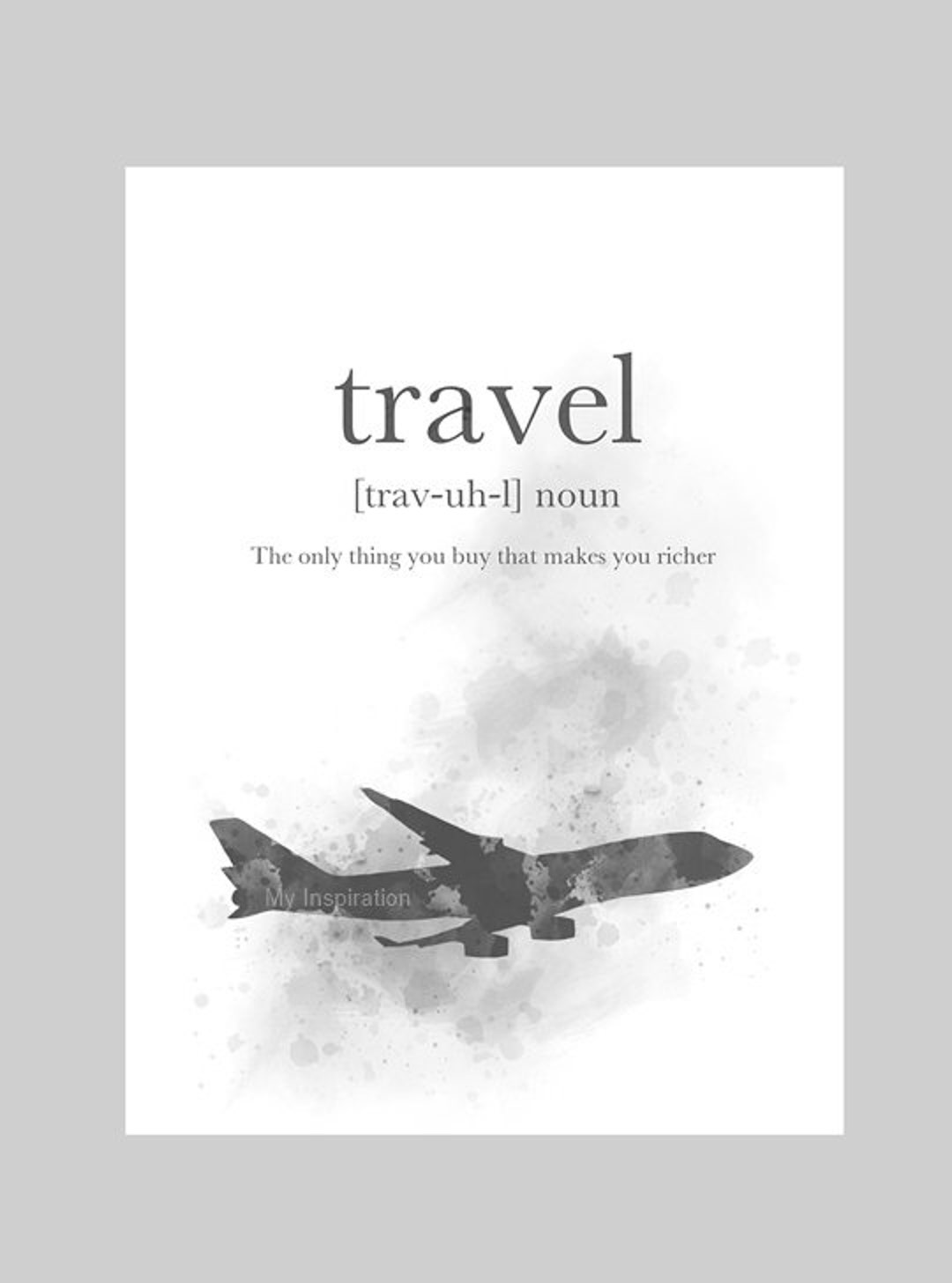 Travel Definition Quote ART PRINT Gift, Wall Art, Home Decor, Black and ...