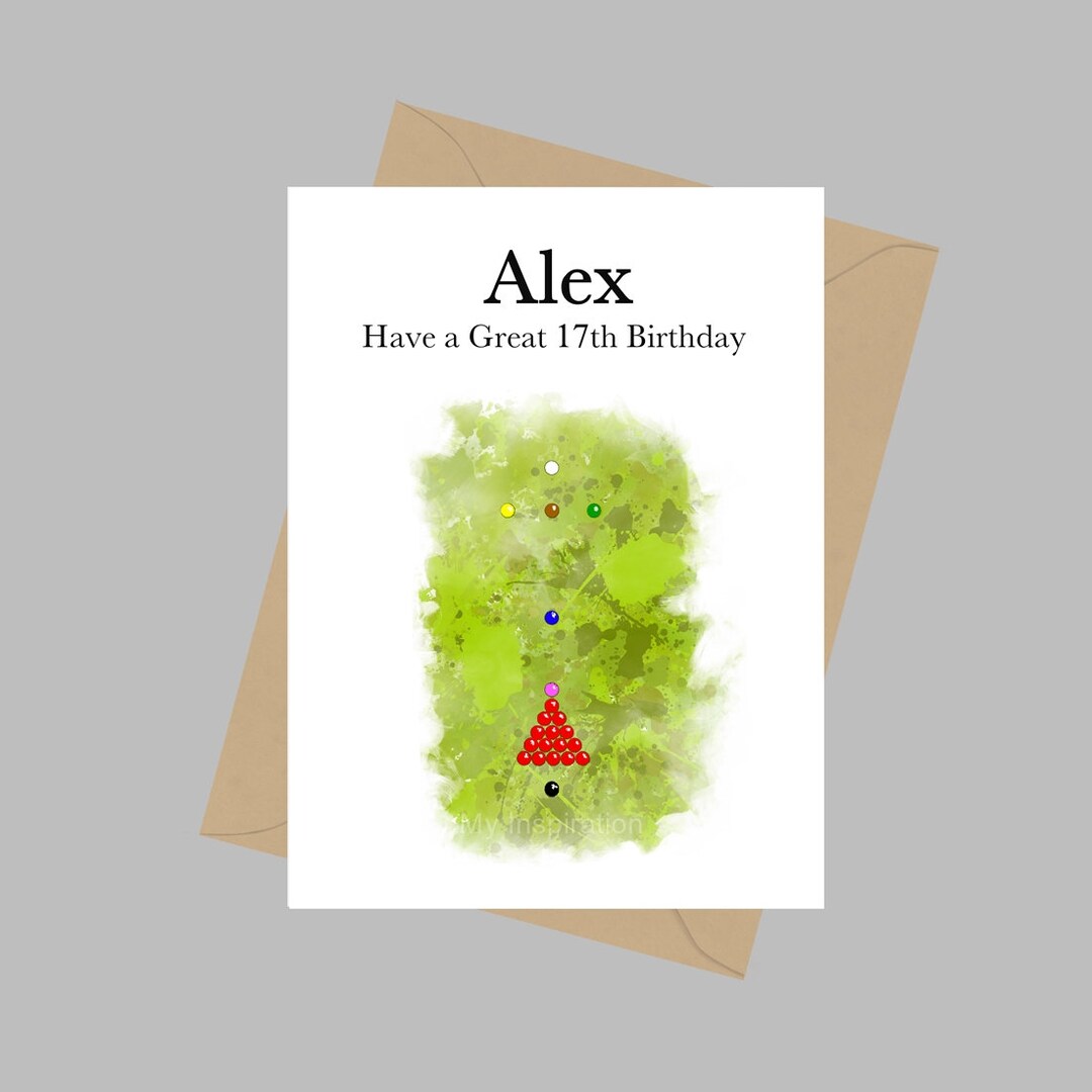 Snooker Table Personalised Card, A5 Greeting Card, Birthday, Sport ...