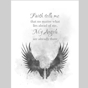 Angel Wings Quote ART PRINT Inspirational, Faith, Gift, Wall Art, Home ...