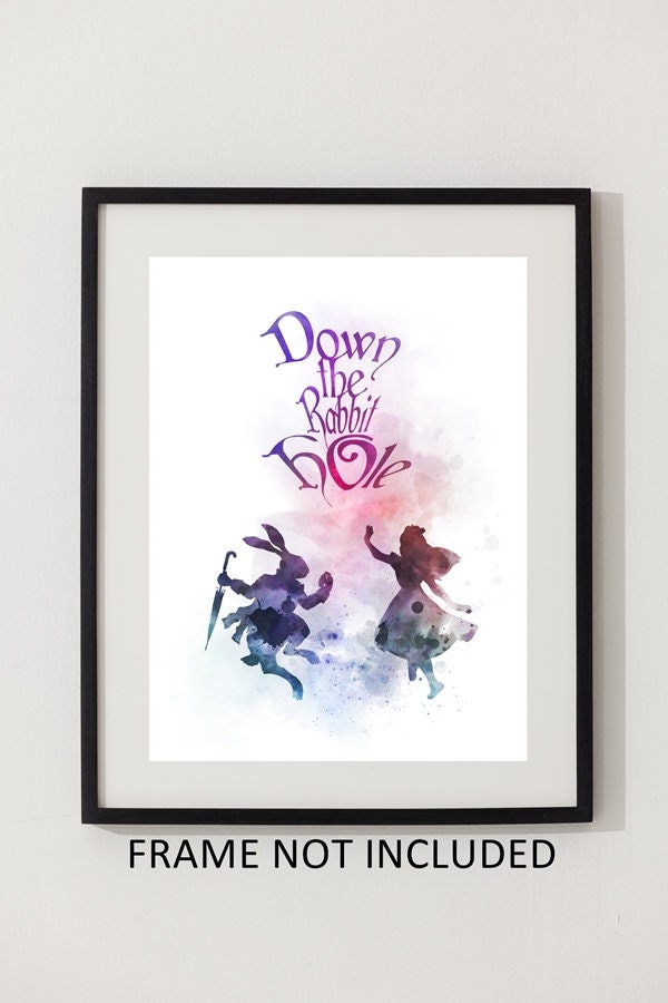 Alice in Wonderland Down the Rabbit Hole Quote ART PRINT Gift - Etsy