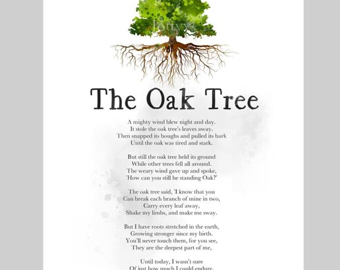 Oak Tree Poem Sign: Inspirational Wall Art - Etsy Canada
