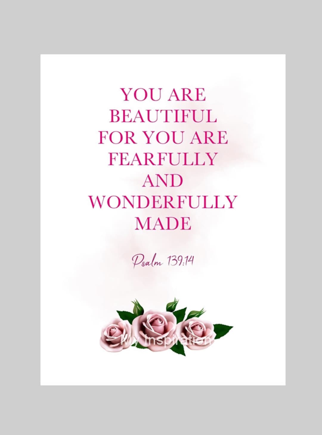 You Are Beautiful for You Are Fearfully and Wonderfully Made, ART PRINT, Psalm 139 ...
