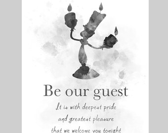 Beauty and the Beast Quote ART PRINT Be Our Guest Lumiere - Etsy