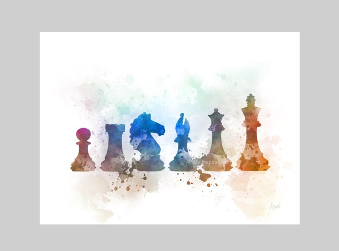 Chess Pieces ART PRINT Board Game Wall Art Home Decor Gift - Etsy
