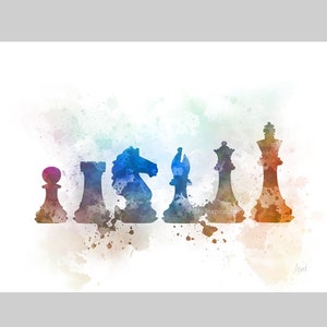 Chess Pieces ART PRINT Board Game, Wall Art, Home Decor, Gift - Etsy