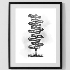 You Are Amazing Beautiful Loved Signpost Quotes, ART PRINT ...