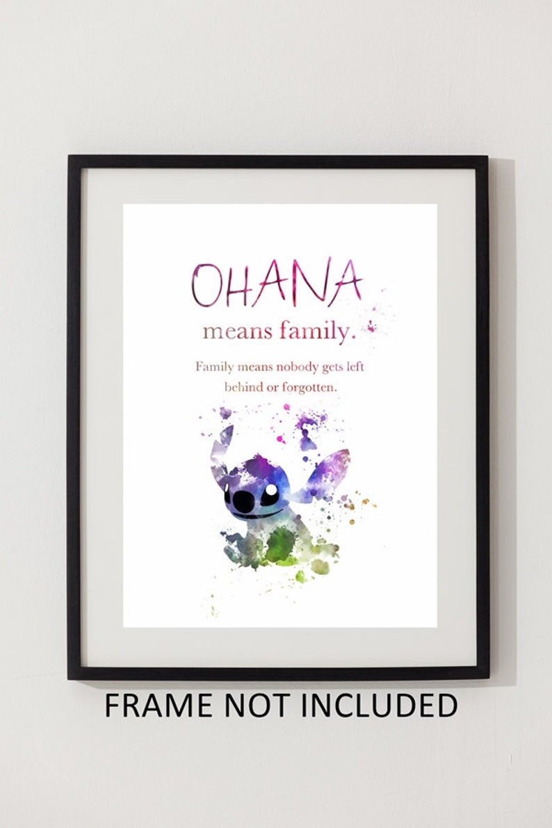 Ohana Quote ART PRINT Lilo en Stitch Kinderkamer Familie | Etsy