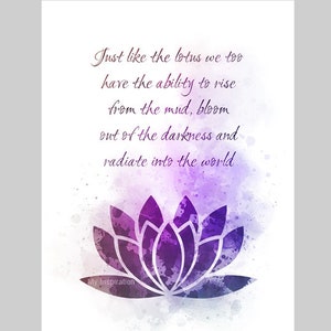 Lotus Flower Quote ART PRINT Inspirational, Motivational, Zen, Yoga ...