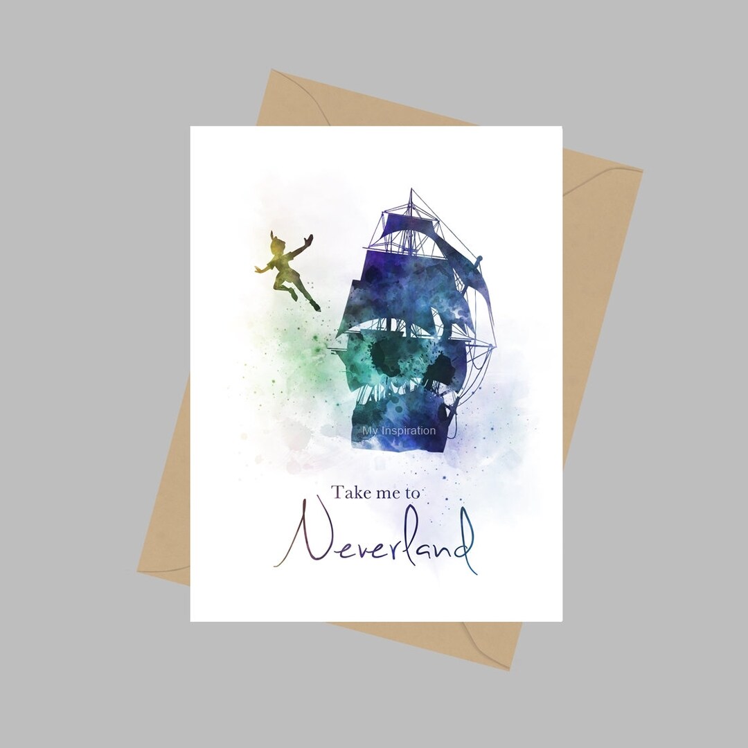 Peter Pan Quote, A5 Greeting Card, Take Me to Neverland, Inspirational ...