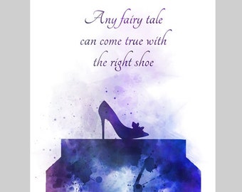 Cinderella Shoe Quote ART PRINT Glass Slipper Fairy Tale | Etsy