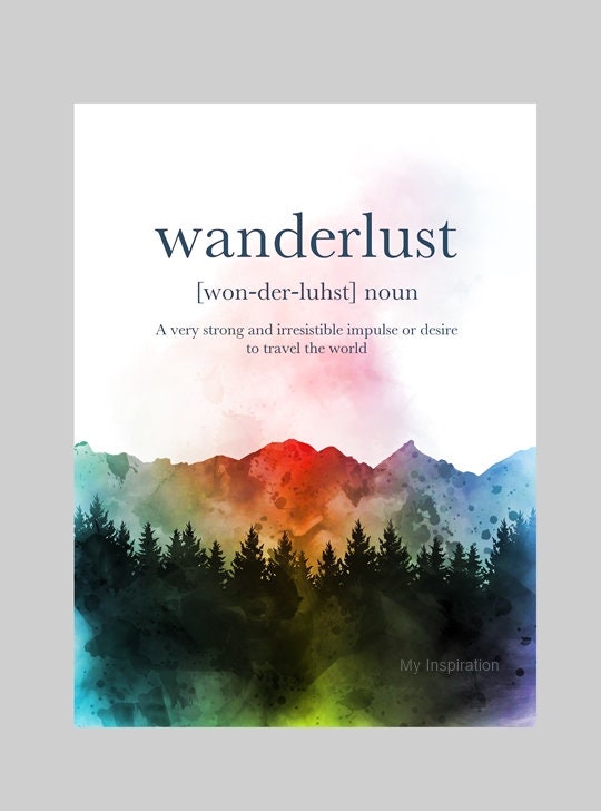 Wanderlust Definition Quote ART PRINT Travel Gift Wall Art - Etsy