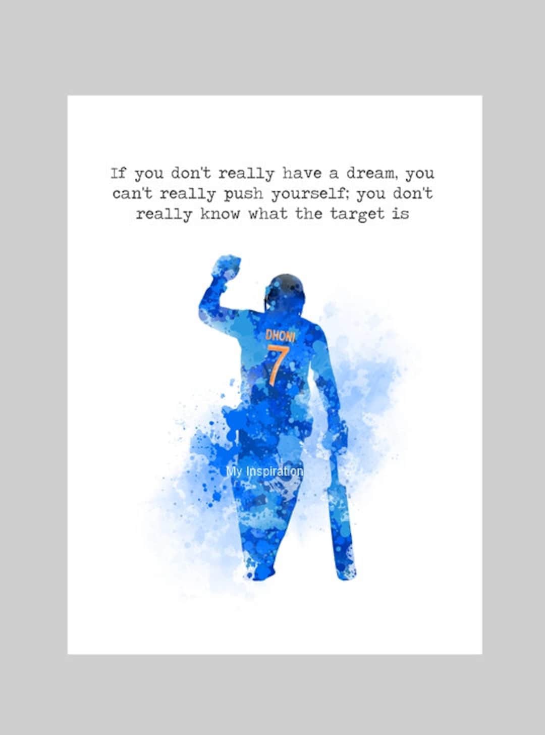 MS Dhoni Quote ART PRINT Cricket, India, Sport, Captain, Gift, Wall Art ...