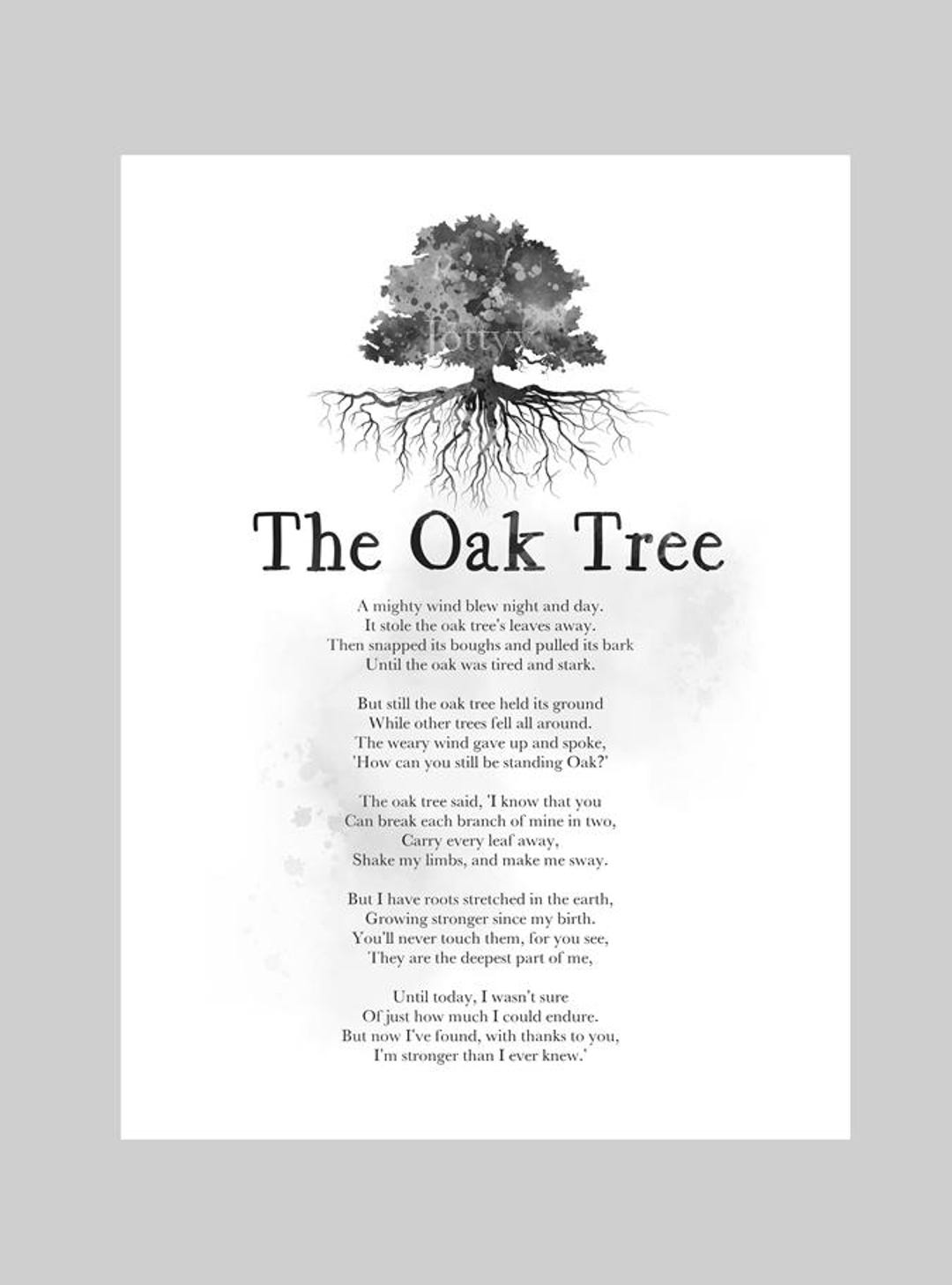 The Oak Tree Poem About Life ART PRINT Mighty Oak Tree, Inspirational ...