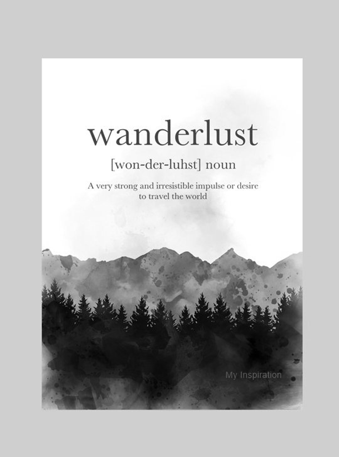 Wanderlust Definition Quote ART PRINT Travel, Gift, Wall Art, Home ...