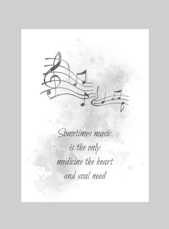 Music Notes Quote ART PRINT Sometimes Music is the Only | Etsy