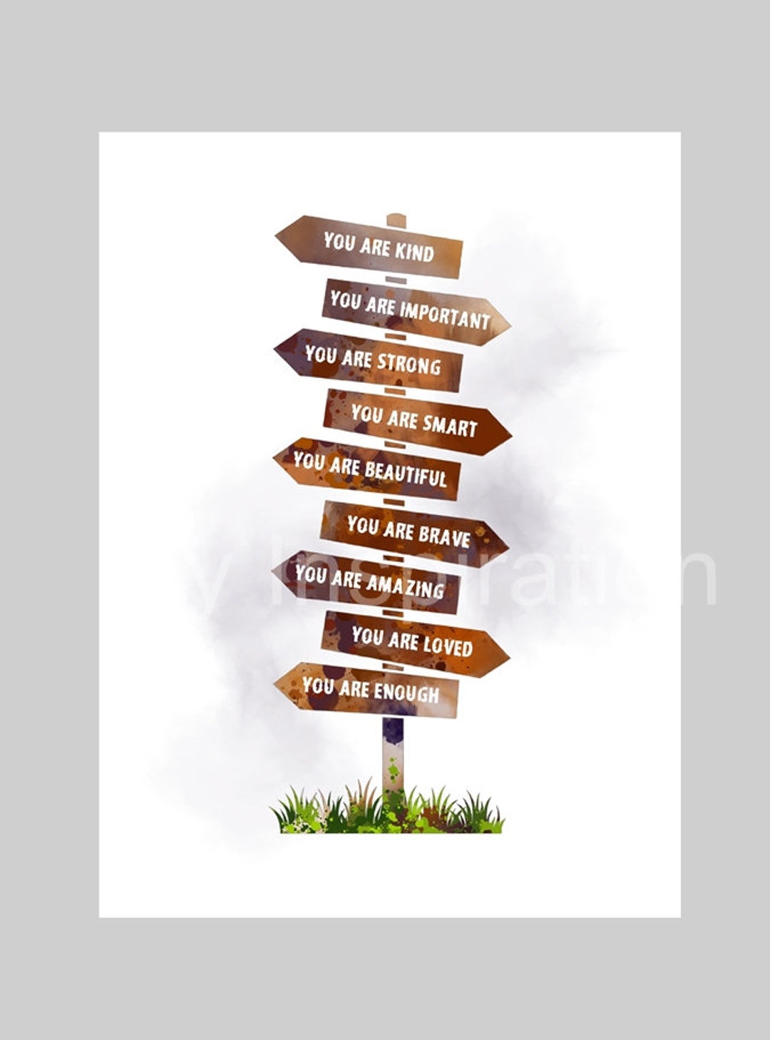 You Are Amazing Beautiful Loved Signpost Quotes, ART PRINT ...