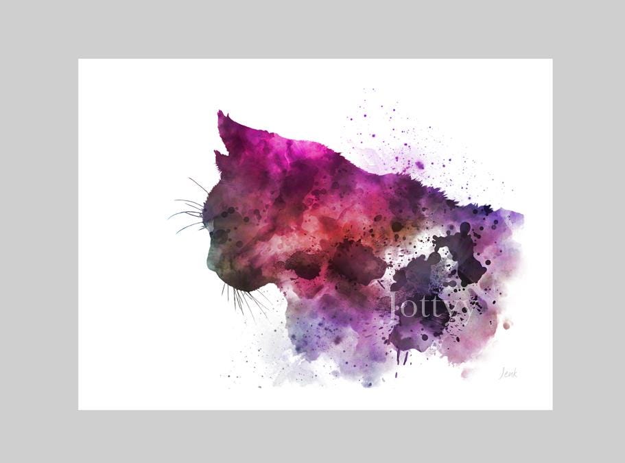 Cat Watercolour Illustration ART PRINT Animal, Gift, Wall Art, Home ...