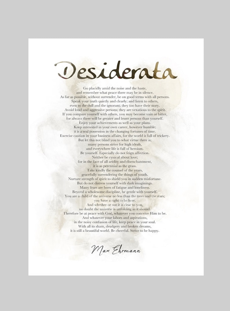 Desiderata Poem ART PRINT Inspirational Wall Art, Home Decor, Gift - Etsy