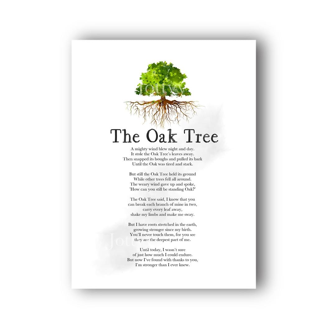 The Oak Tree Poem About Life ART PRINT Mighty Oak Tree, Inspirational ...